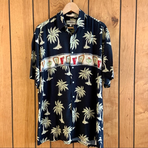 campia moda | Shirts | Campia Moda Palm Trees Tiki Drinks Hawaiian ...